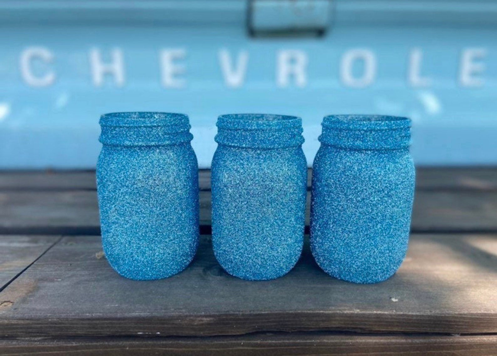 Blue Glitter Mason Jars - Etsy