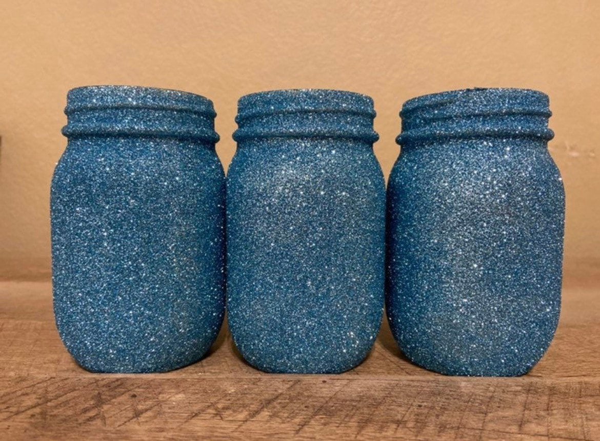 Blue Glitter Mason Jars - Etsy