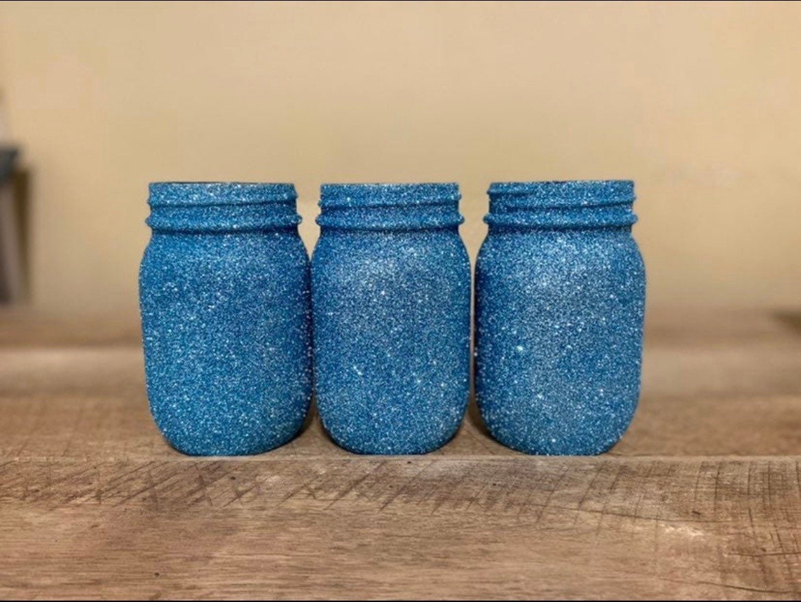 Blue Glitter Mason Jars - Etsy