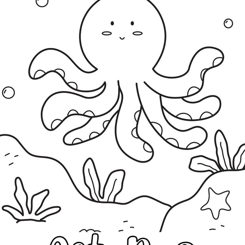 Octopus Coloring Page - Etsy