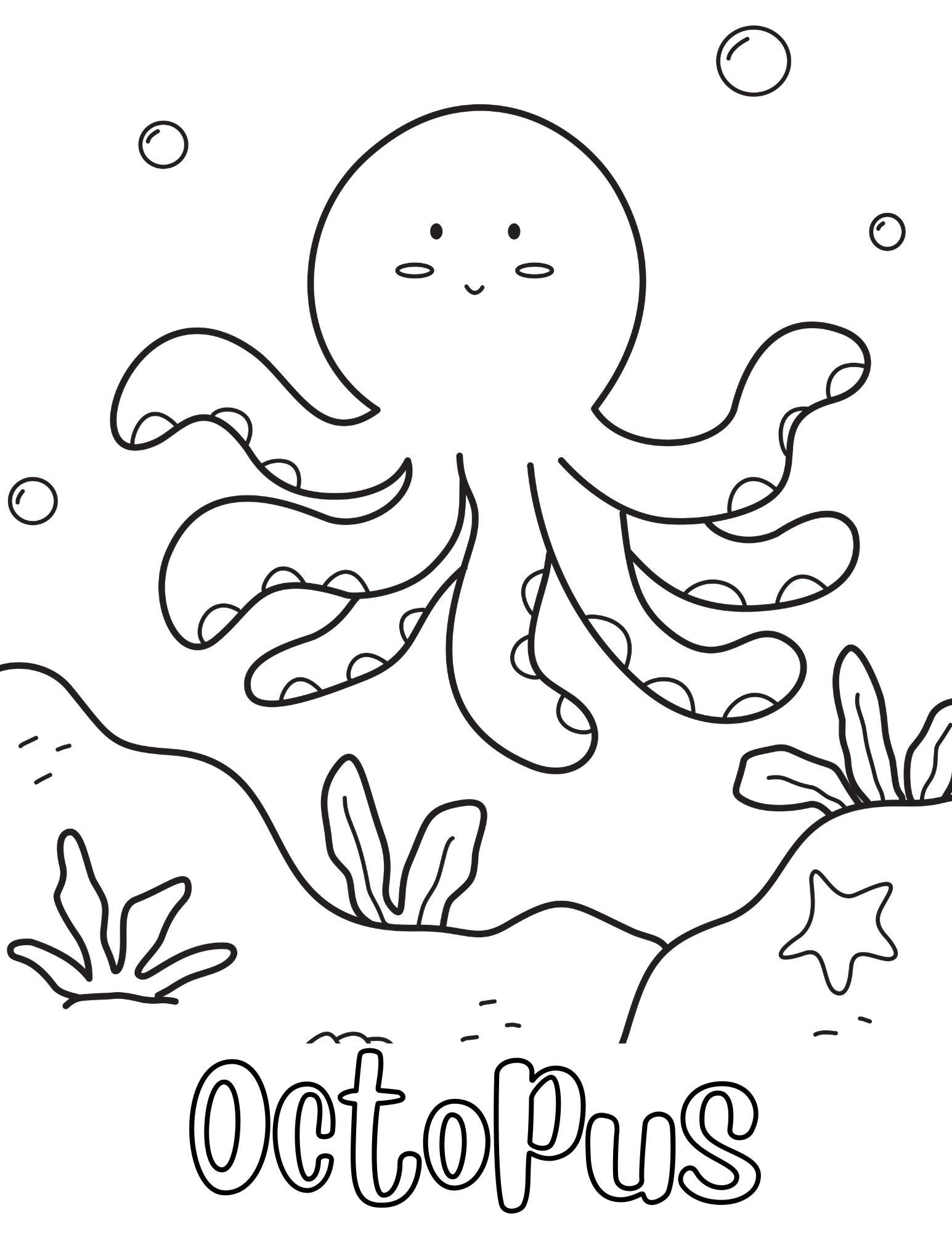 Octopus Coloring Page, DIGITAL DOWNLOAD, Printable Coloring Page - Etsy