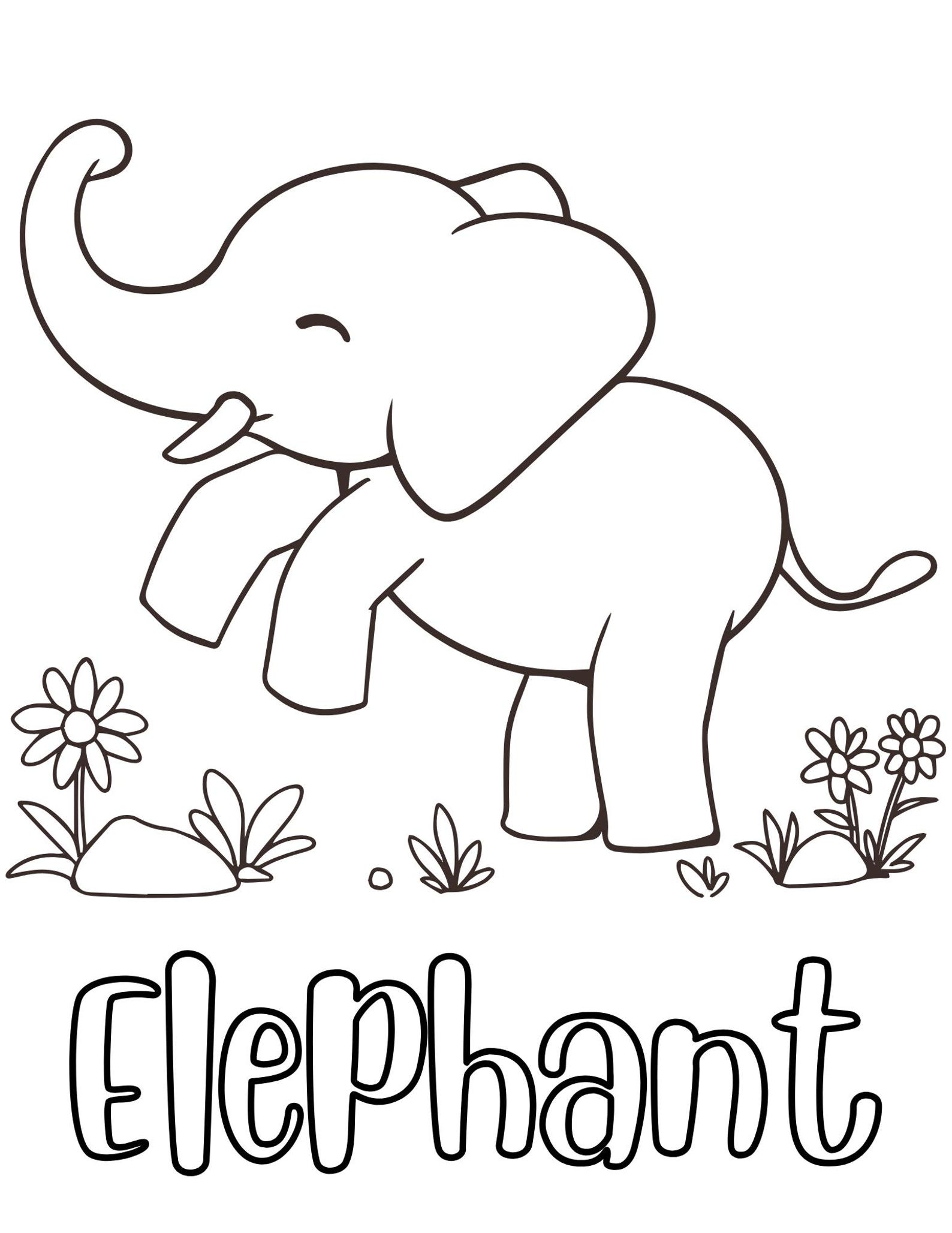 Elephant Coloring Page, DIGITAL DOWNLOAD, Printable Coloring Page - Etsy