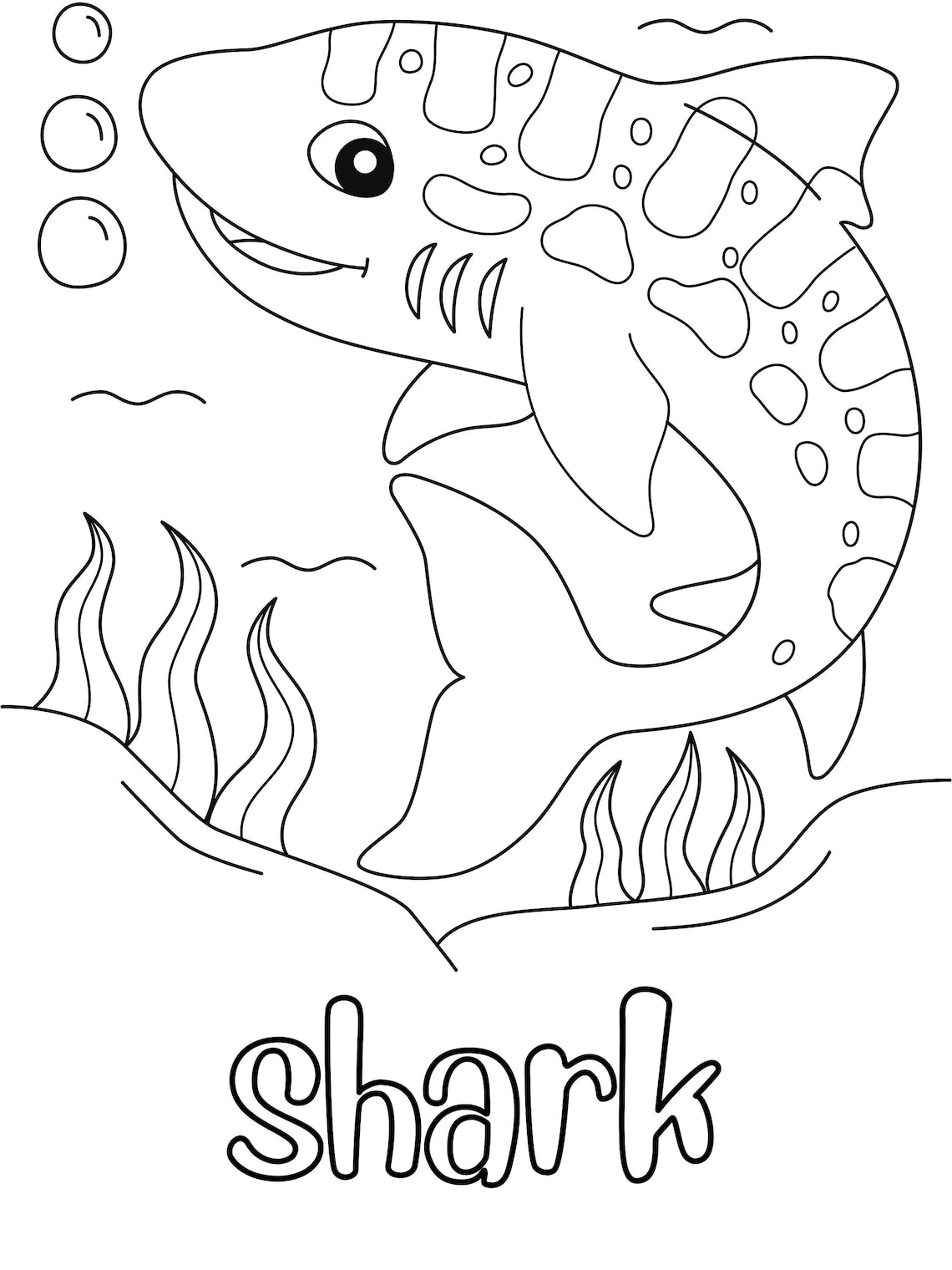 Shark Printable Coloring Page, DIGITAL DOWNLOAD, Printable Coloring ...