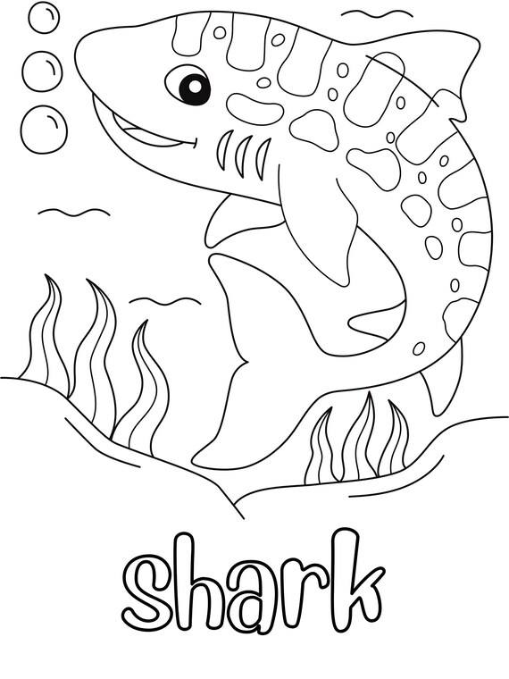 Shark Printable Coloring Page DIGITAL DOWNLOAD Printable - Etsy