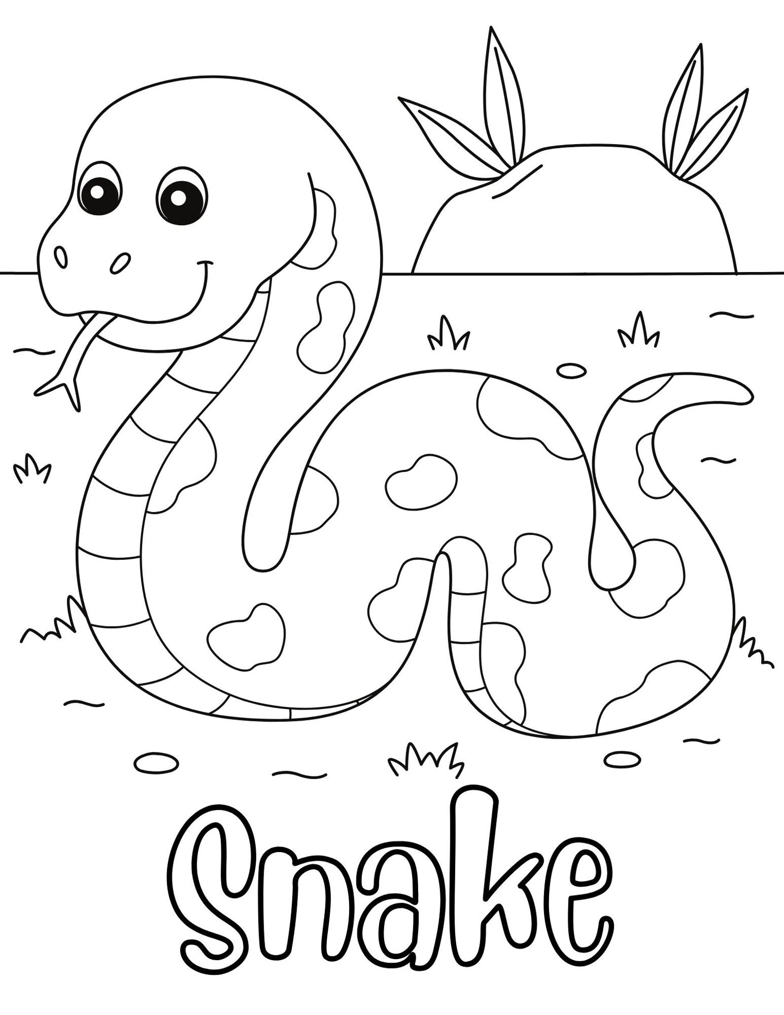 Snake Coloring Page, DIGITAL DOWNLOAD, Printable Coloring Page - Etsy