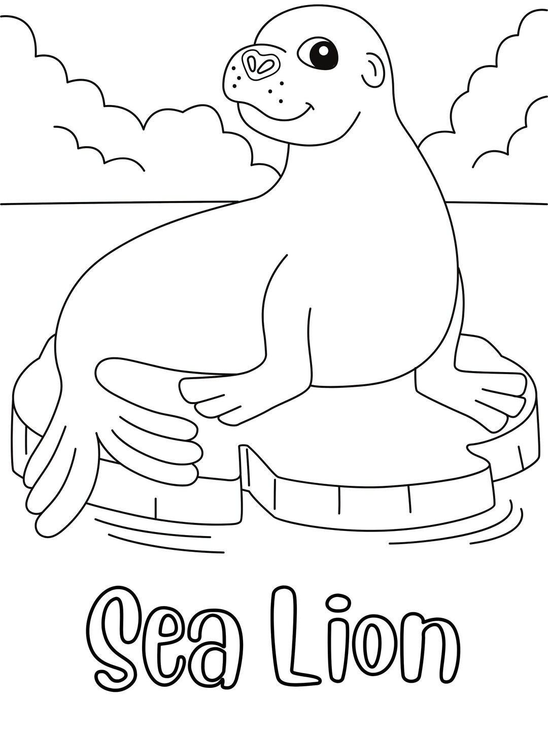 Sea Lion Coloring Page, DIGITAL DOWNLOAD, Coloring Page for Kids ...