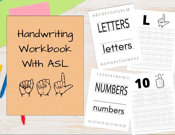 ASL Alphabet & Numbers Handwriting Printable Book for Kids - Etsy