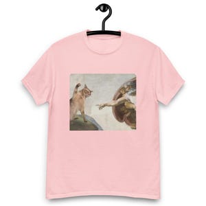 Funny Cat Meme Renaissance Michelangelo Creation Painting Funny Shirt ...