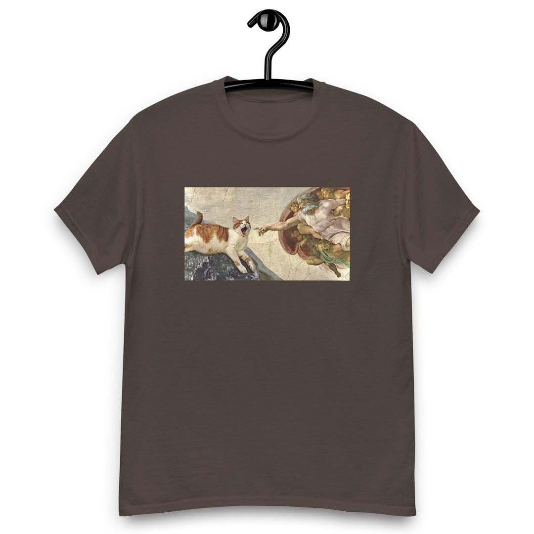 Funny Cat God Creation Adam Meme Michelangelo Jesus Art Cat Bite Cat ...