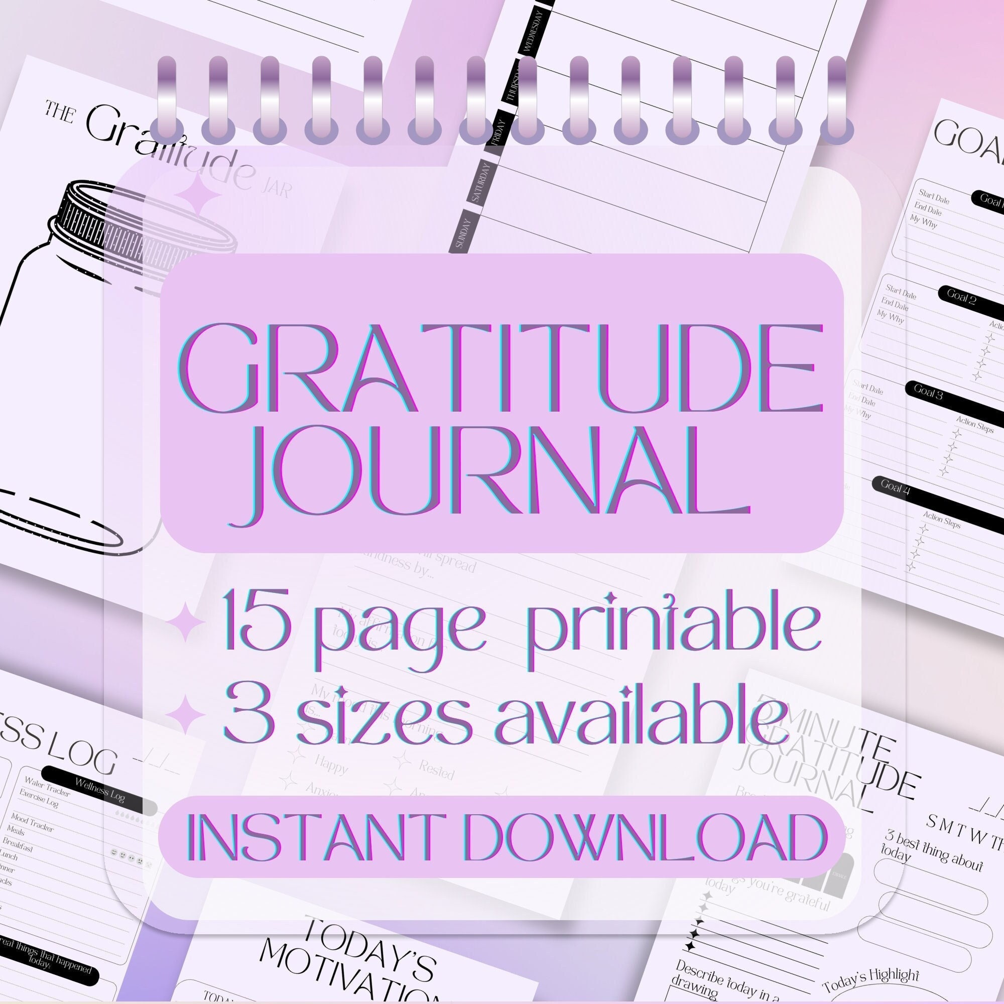 Daily Gratitude Journal PDF, Printable, 5 Min Gratitude Journal ...