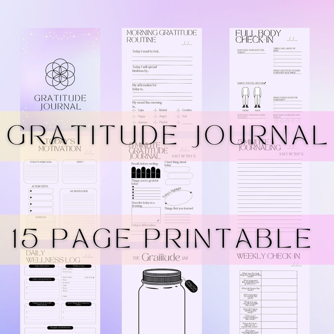 Daily Gratitude Journal PDF, Printable, 5 Min Gratitude Journal ...
