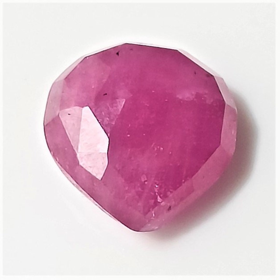 Pinkish Red Ruby Glass Filled Heart Faceted Rosecut Best Quality 9.5x9 ...