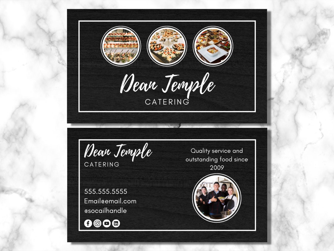Catering Business Card Template for Canva | Editable Personal Chef Card ...
