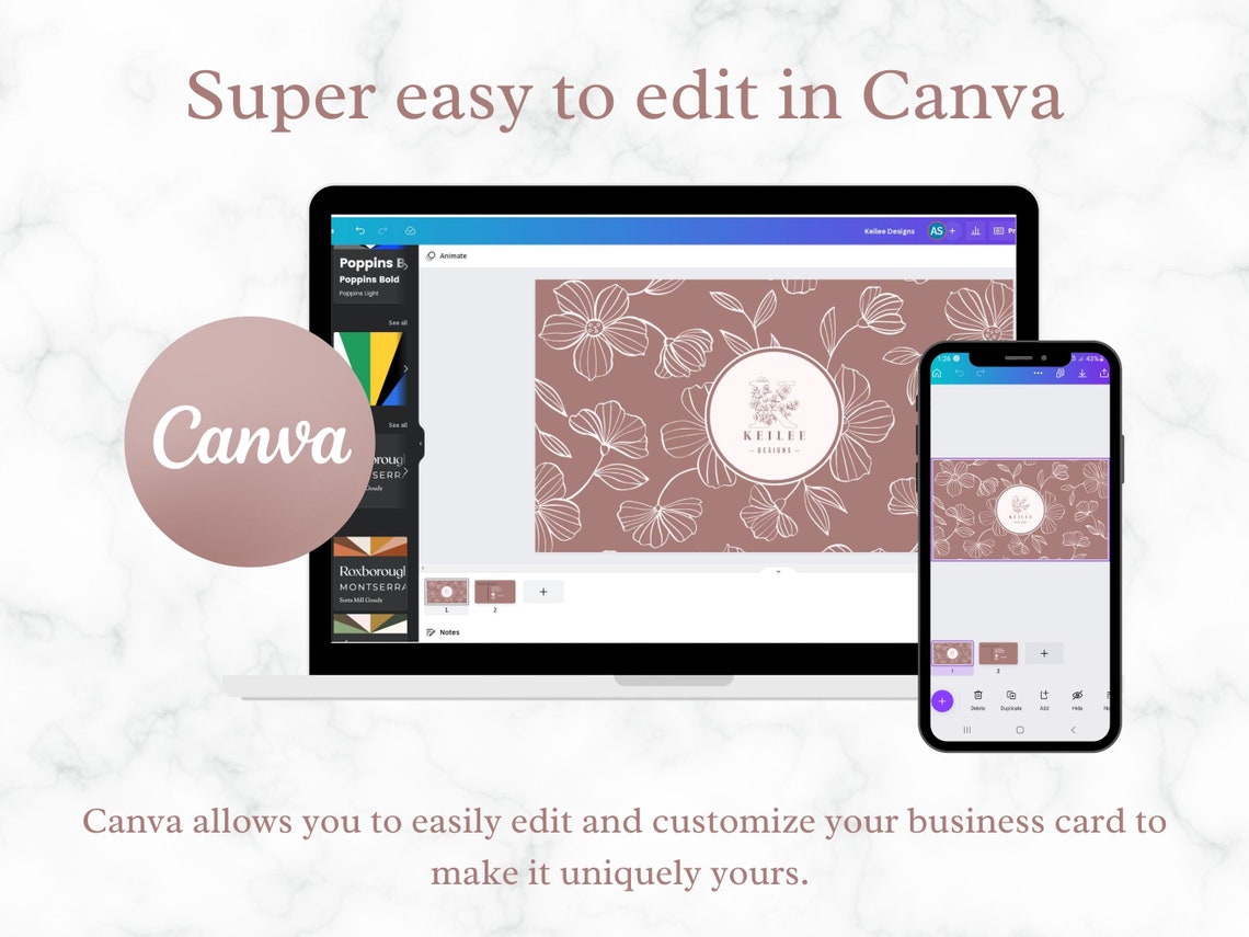 Editable Canva Business Card Template Premade and Printable - Etsy