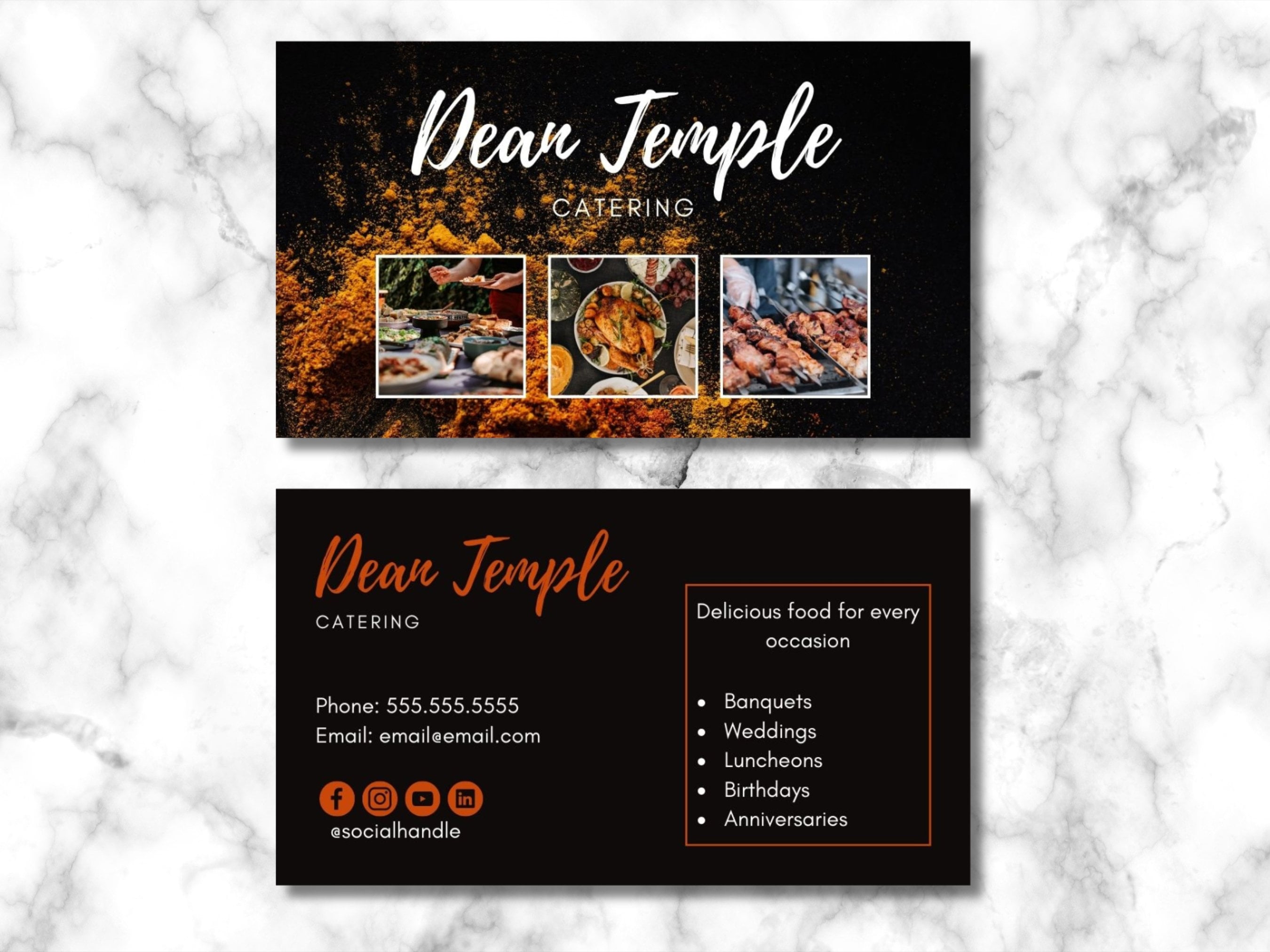 Catering Business Card Template: Editable Chef Design (canva, Instant ...