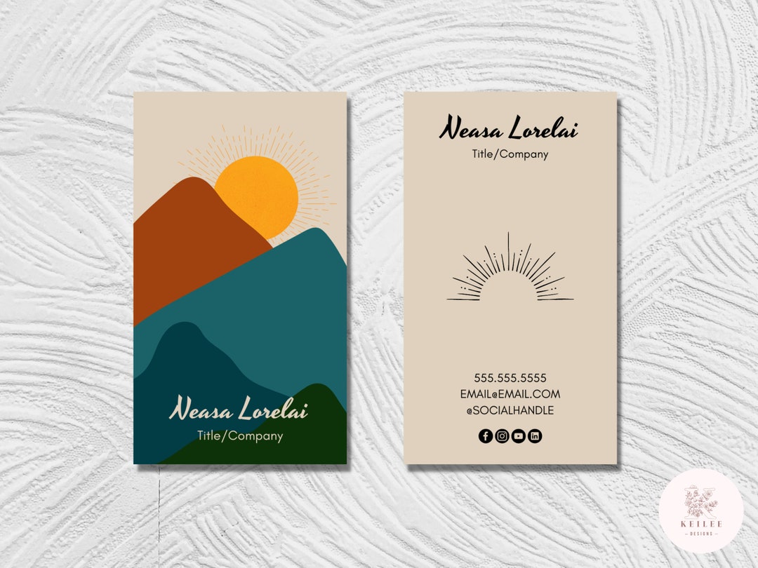Boho Editable Business Card Template, Premade Business Cards, Printable ...