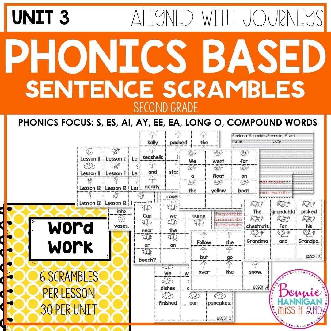 Phonics Based Sentence Scrambles Unit 3 | Second Grade | Center ...