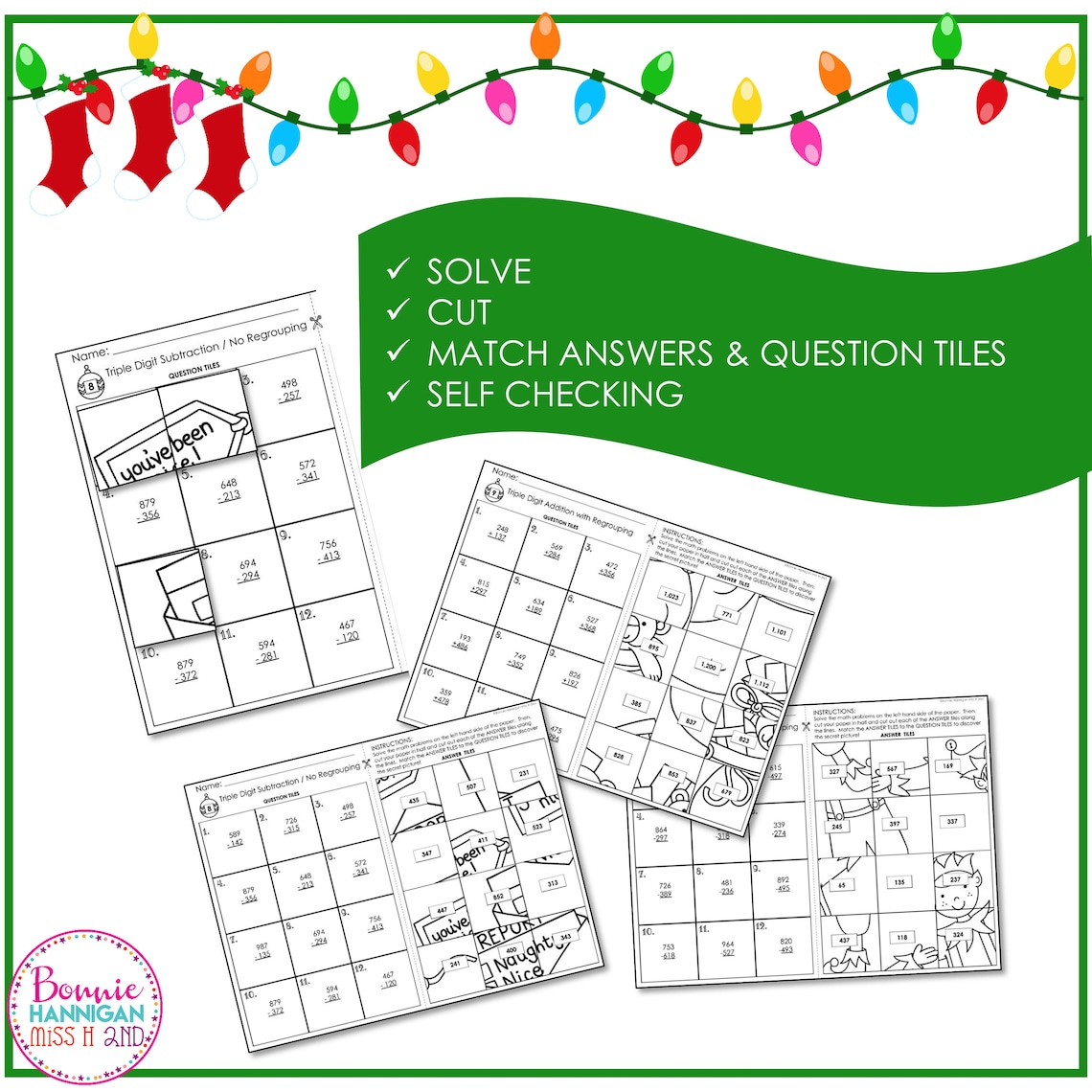 Math Review Skills | Secret Picture Tiles Activity | Printable | 2nd ...