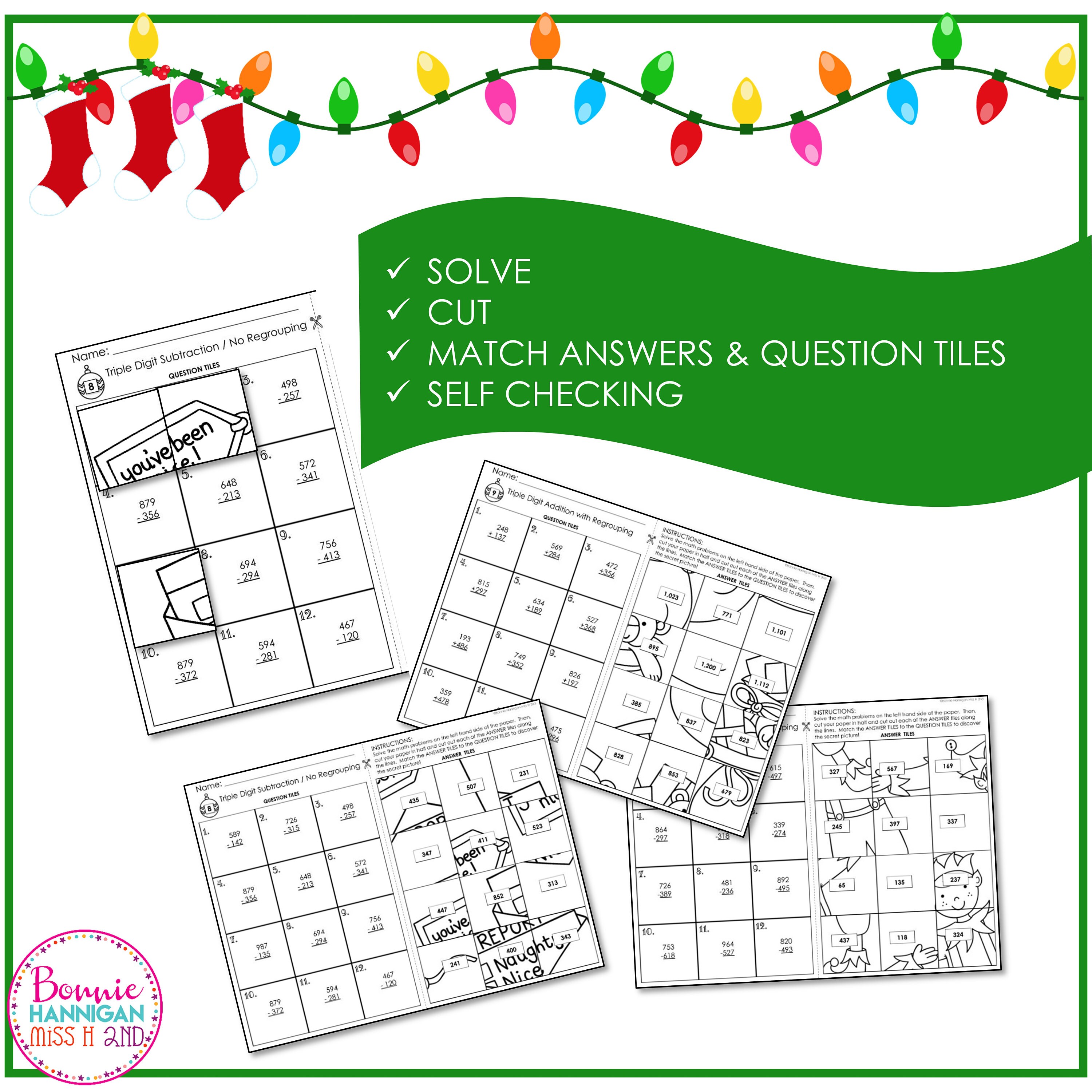 Math Review Skills | Secret Picture Tiles Activity | Printable | 2nd ...