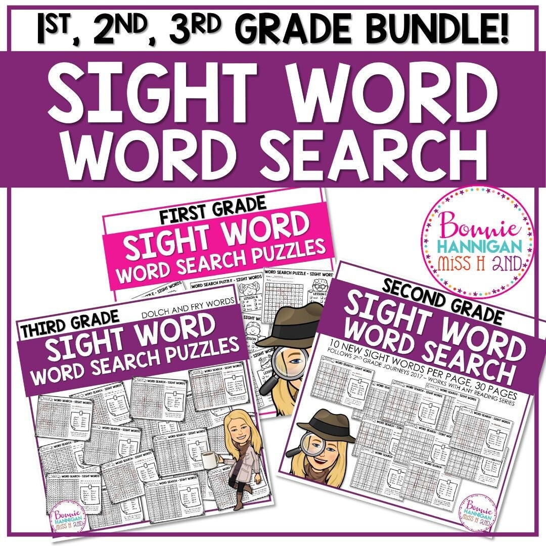 Bundle Word Search Puzzles 1st, 2nd, 3rd Grades Sight Words | Printable ...