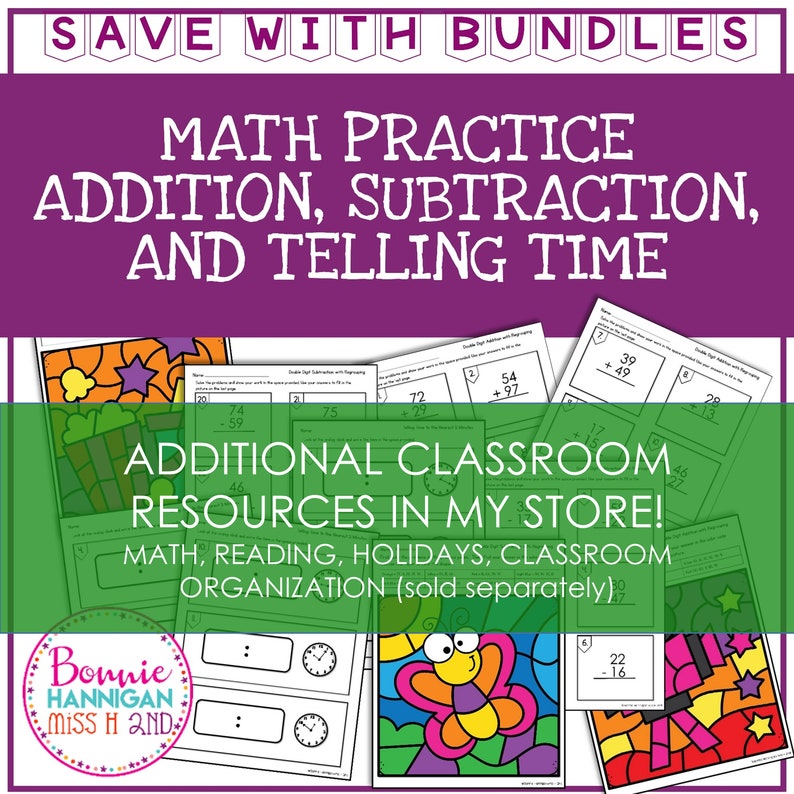 Double Digit Subtraction Regrouping Worksheets Color by Code Activity ...