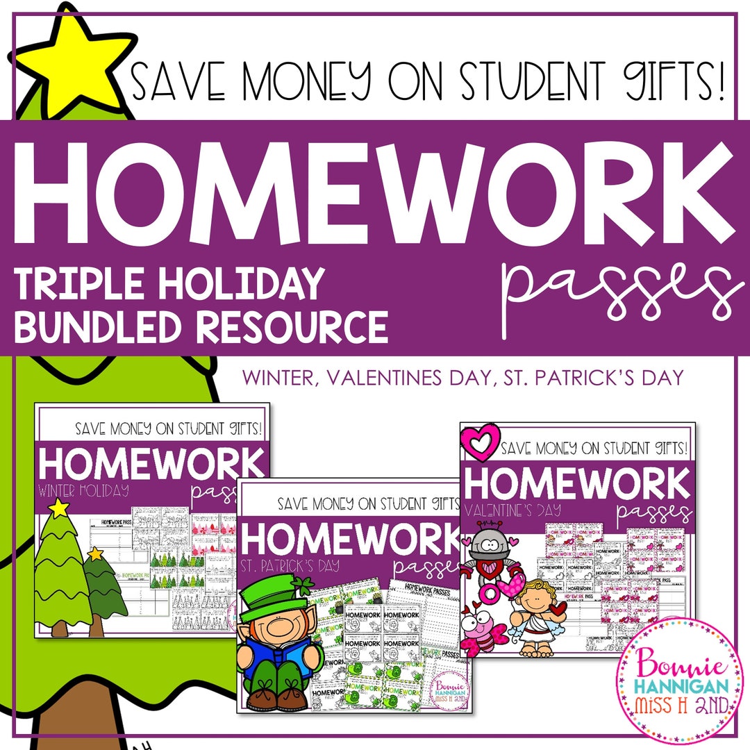 Bundle! Homework Passes for 3 Holidays | Save Money on Student Gifts ...