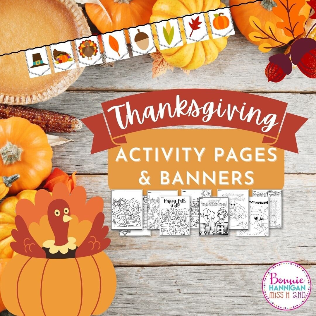 Printable Thanksgiving Banners and Activity Pages - Etsy