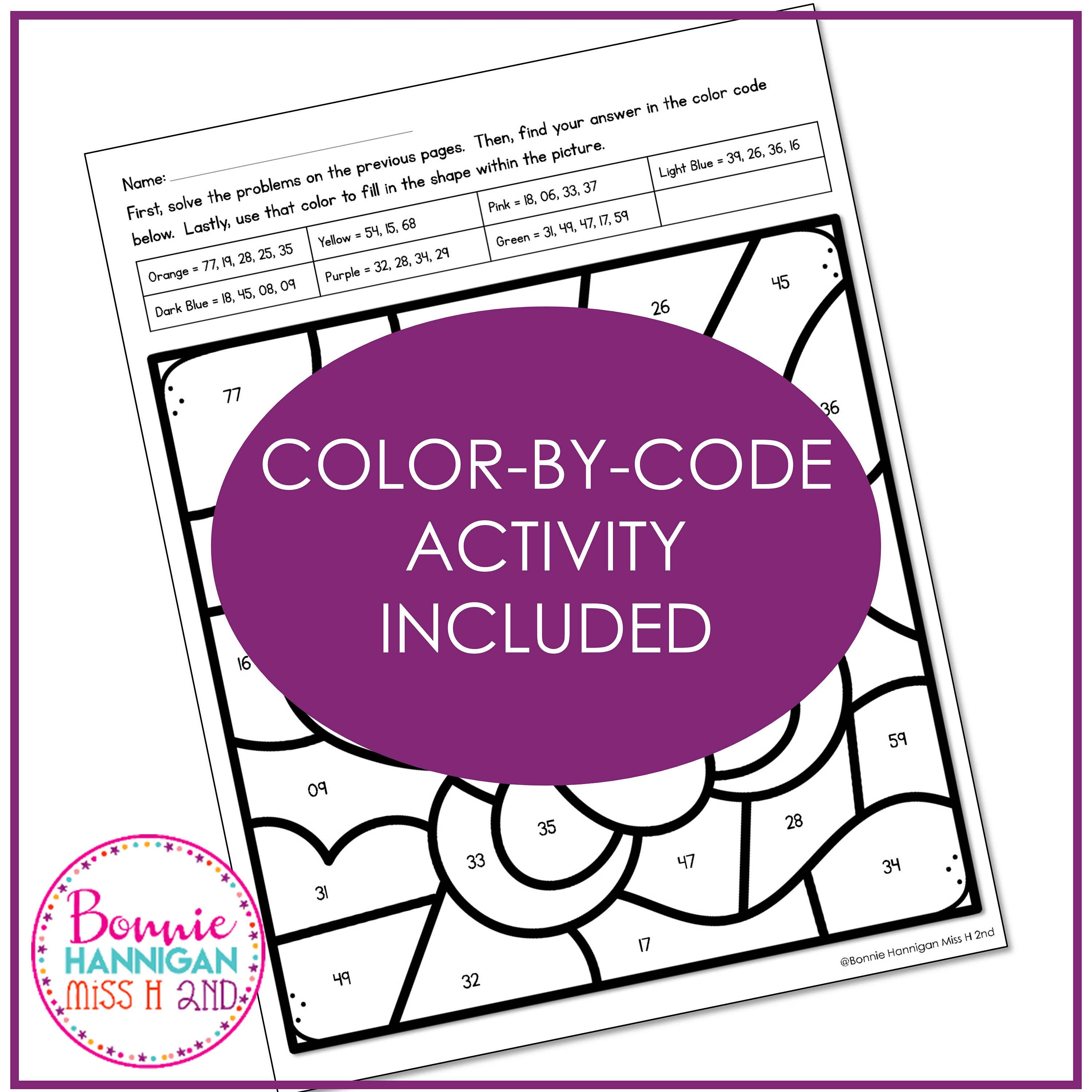 Double Digit Subtraction Regrouping Worksheets | Color by Code Activity ...