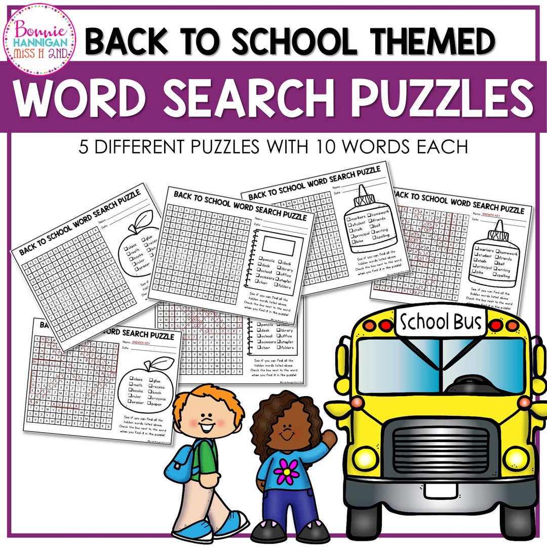 Back to School Word Search Puzzles | 1st Grade | 2nd Grade | Fun ...