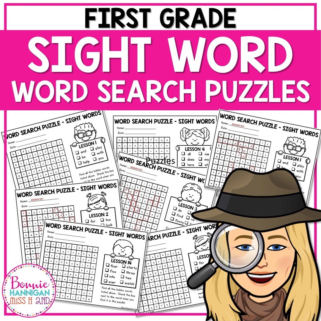 First Grade Word Search Puzzles | Sight Words | 30 Pages of Printable ...