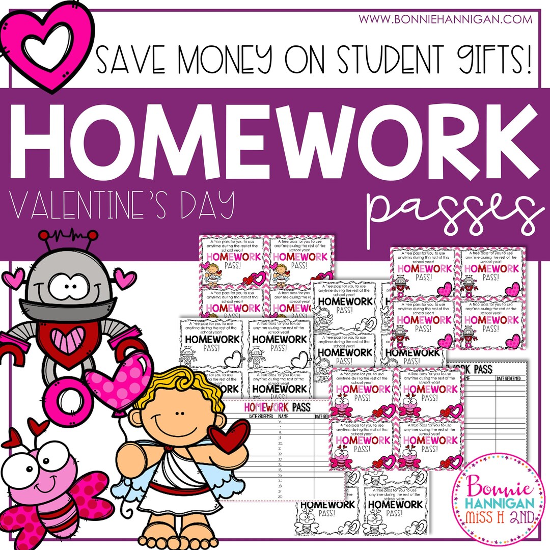 Homework Passes for Students - Valentines Day Theme - Etsy