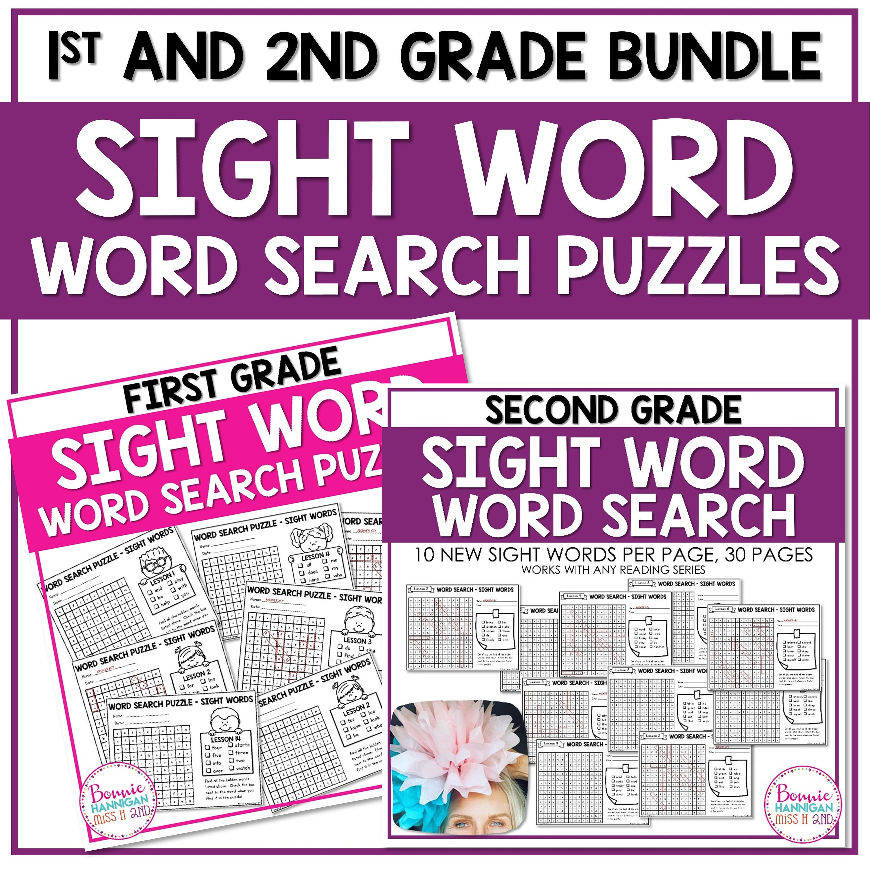 1st & 2nd Grade Sight Word | Word Search Puzzles | Answer Keys | 60 ...