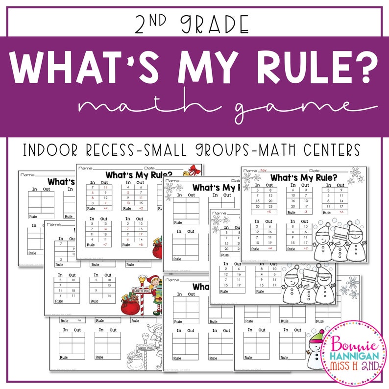 What's My Rule? Math Activity Worksheets | 2nd Grade | First Grade ...