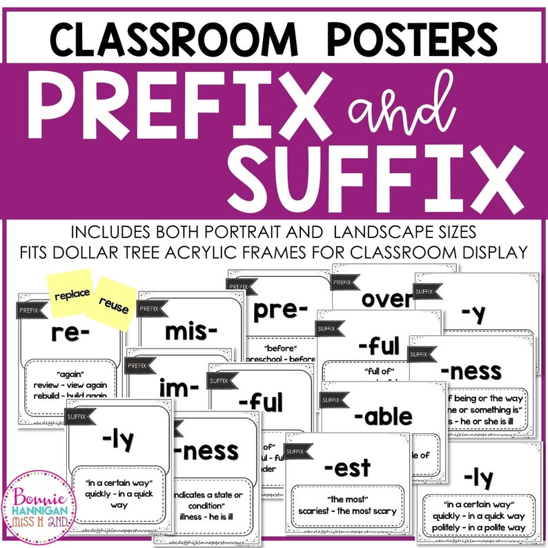Prefix and Suffix Interactive Classroom Posters | Instant Download ...