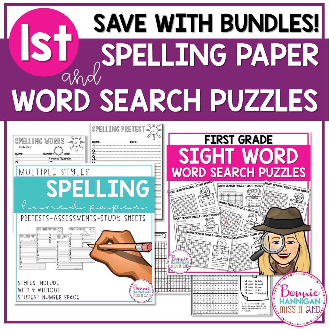 Bundle! 1st Grade Sight Word - Wordsearch Puzzles for 1st Grade and ...