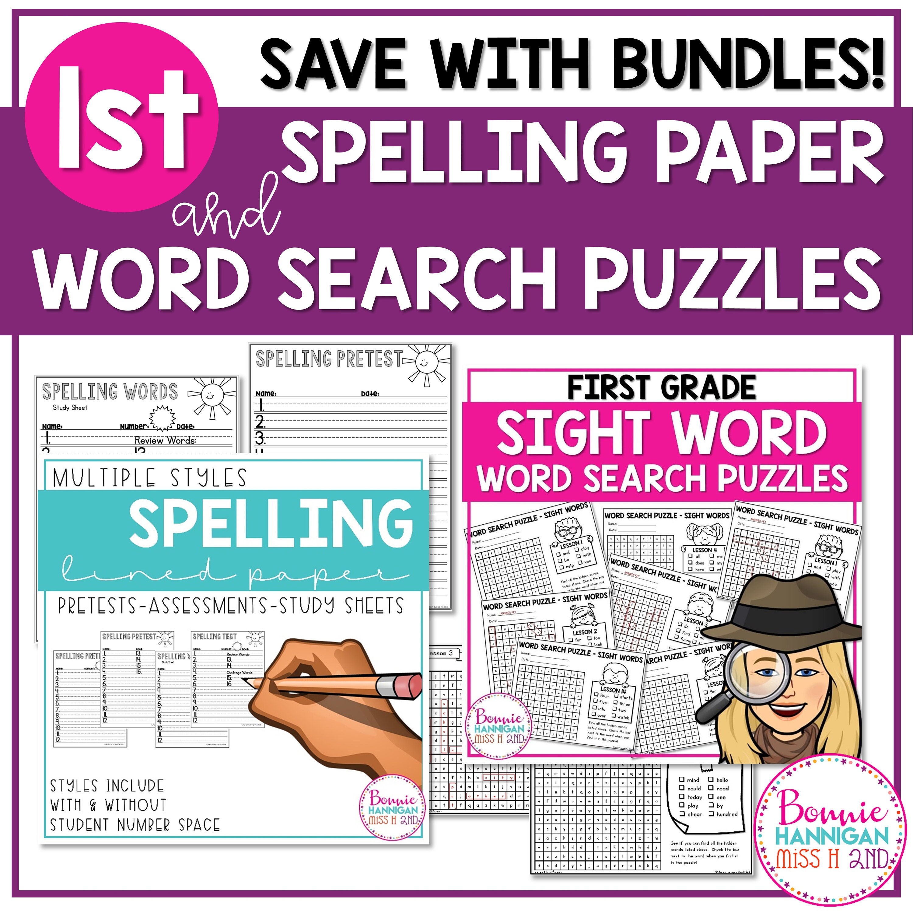 Bundle! 1st Grade Sight Word - Wordsearch Puzzles for 1st Grade and ...
