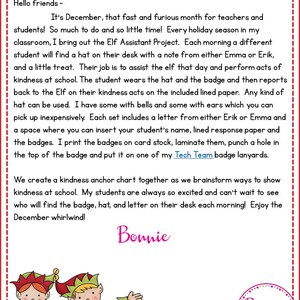 The Elf Assistant Project | Classroom Kindness | Elementary Holiday ...