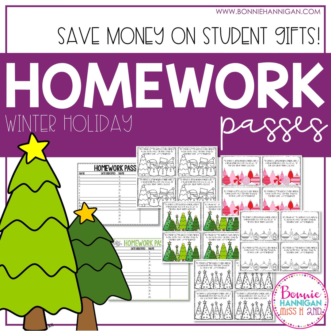 Printable Homework Passes for Students Winter Holiday Theme - Etsy