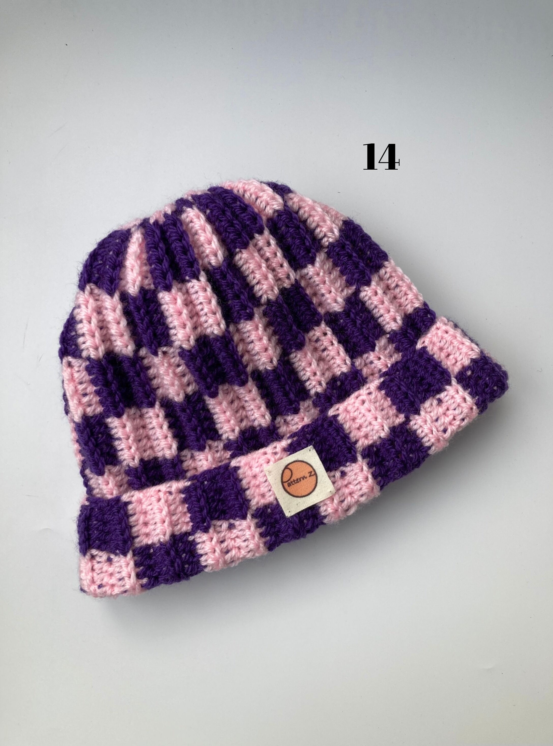 Checkered Beanie Hat Crochet Checkered Hat checkerboard Hat Valentine's ...