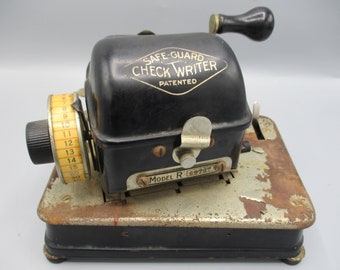 RARE Antique Safe-guard Check Writer Model S 1917, Vintage Check Writer ...