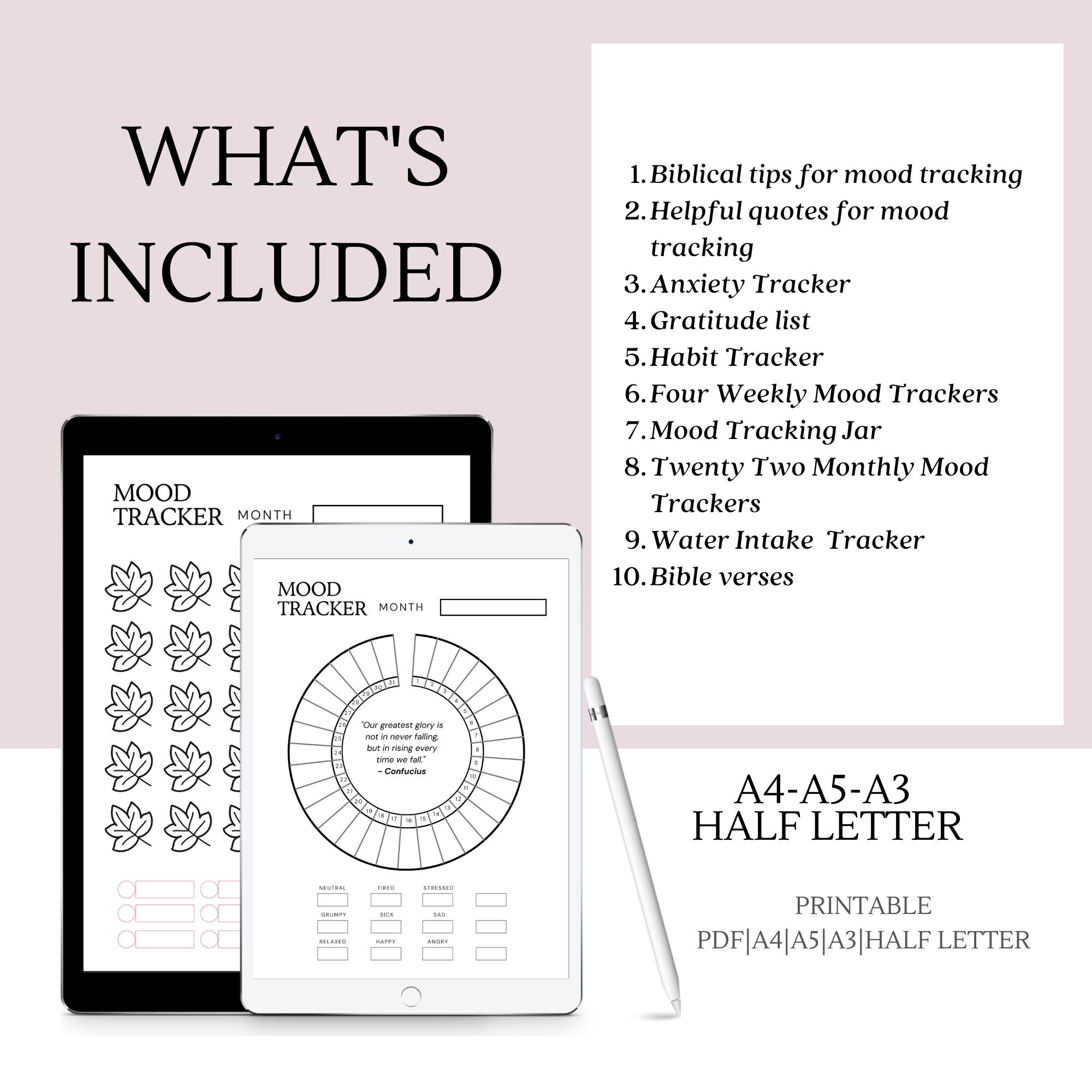 Daily Mood Tracker, Printable Mood Track, Emotion Tracker, Mood Journal ...