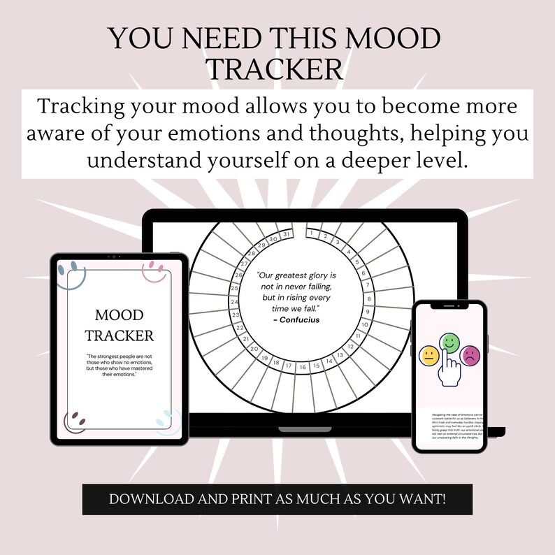 Daily Mood Tracker Printable Mood Track Emotion Tracker - Etsy