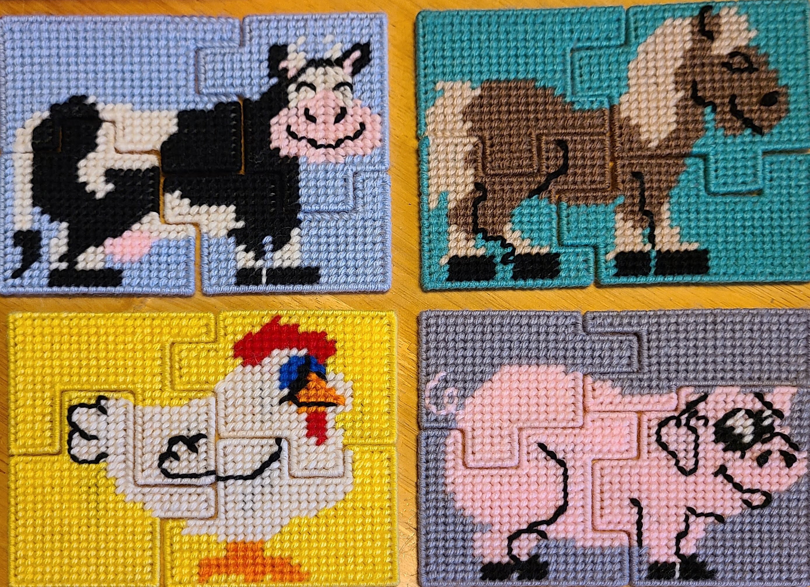 Farm Animals Puzzle Set Plastic Canvas - Etsy