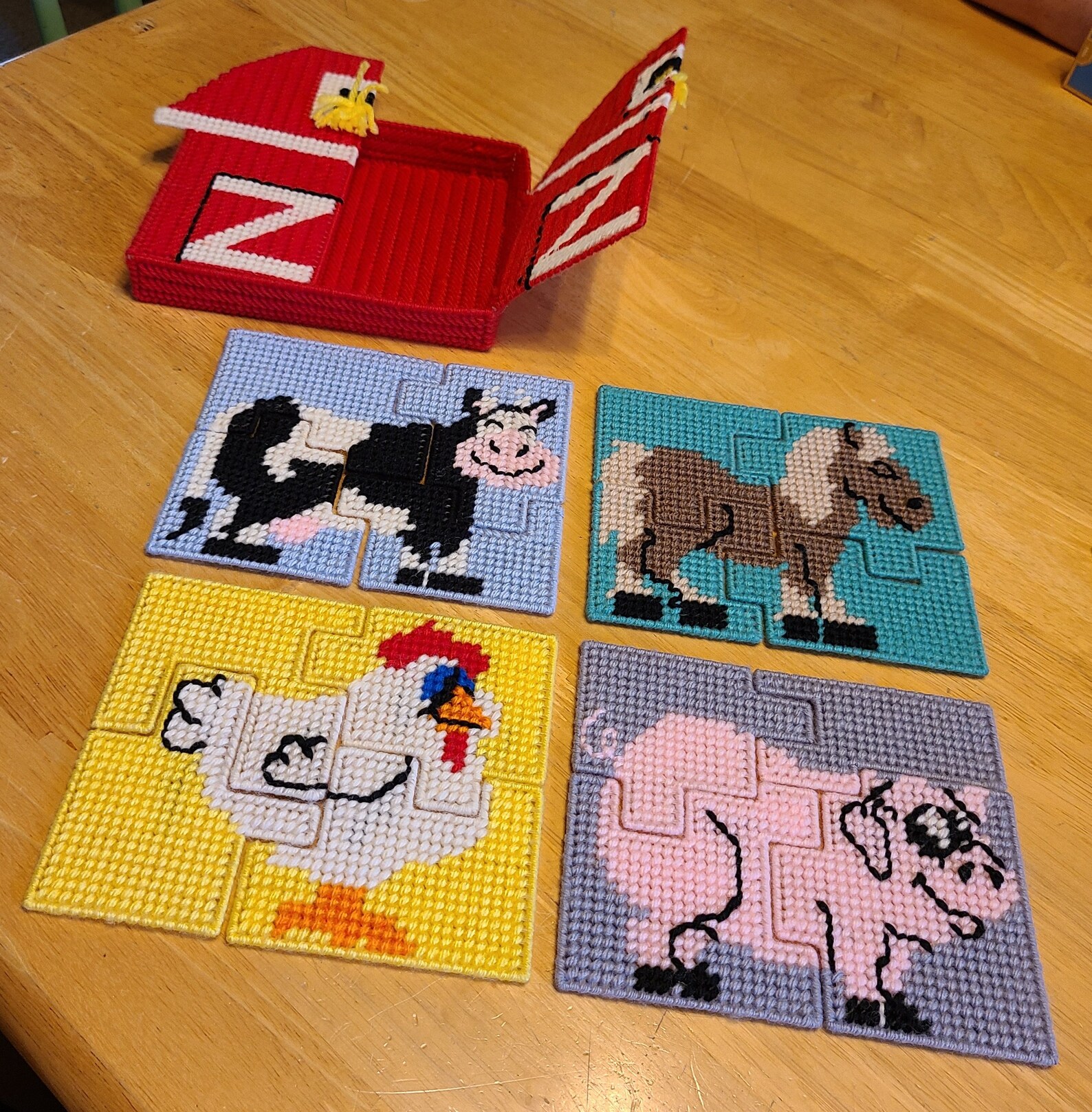 Farm Animals Puzzle Set Plastic Canvas - Etsy
