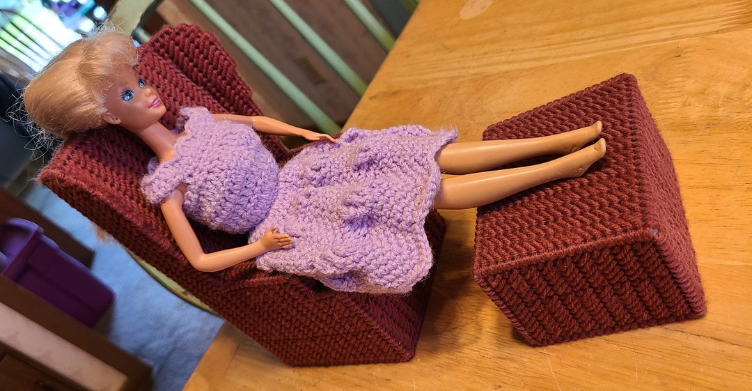Fashion Doll Wingback Arm Chair Barbie Furniture Ottoman - Etsy
