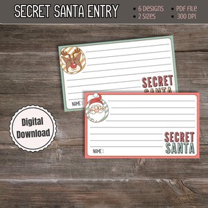 Secret Santa Gift Exchange Cards: Printable Christmas Wish List ...