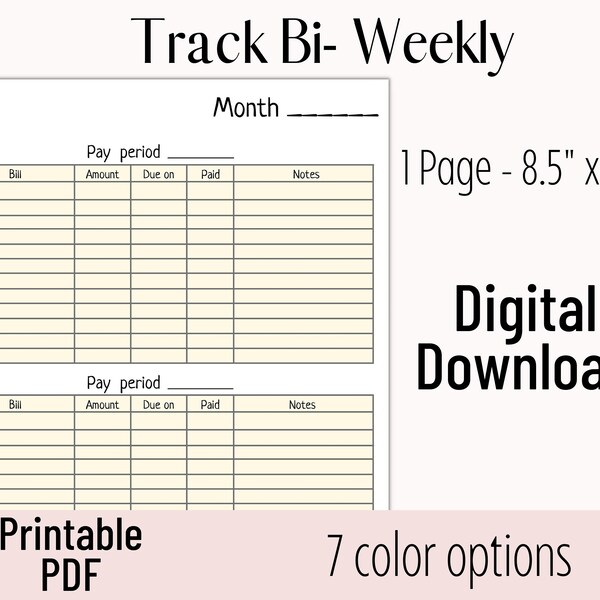 Bill Tracker Excel - Etsy