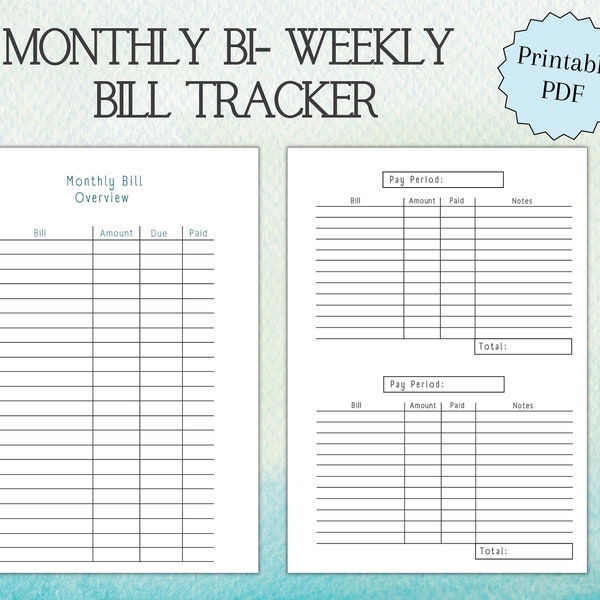 Bill Tracker Printable - Etsy