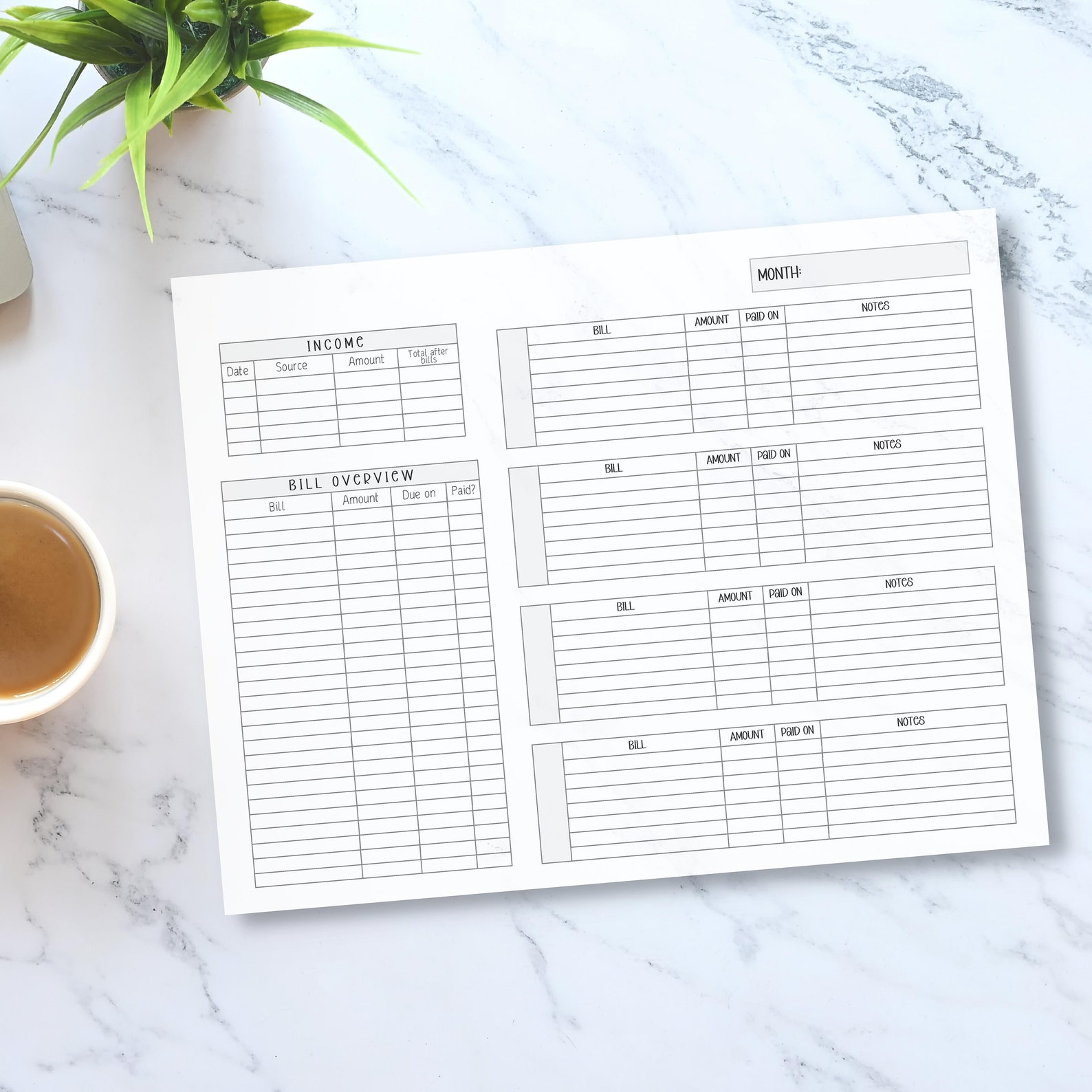 WEEKLY Budget Bill Pay, Monthly Bills, Printable PDF, Digital Download ...