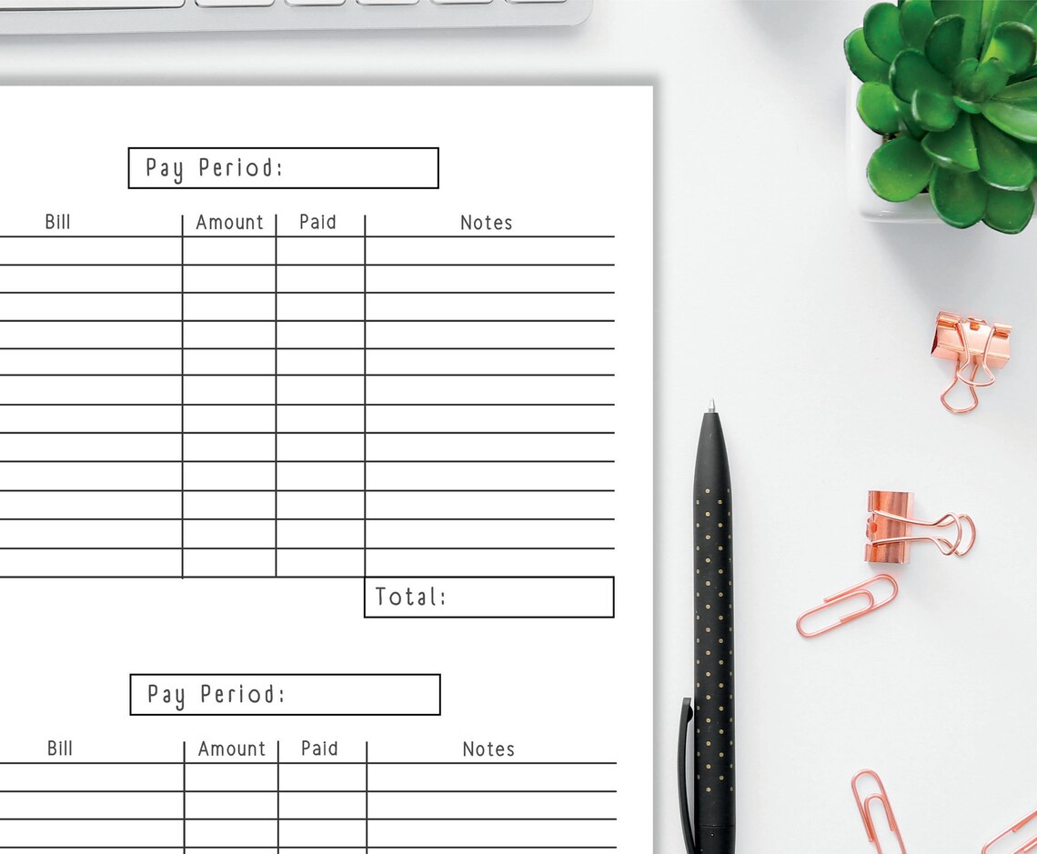 Bi Weekly Bill Tracker, Budget Planner Printable, Finance Tracker ...